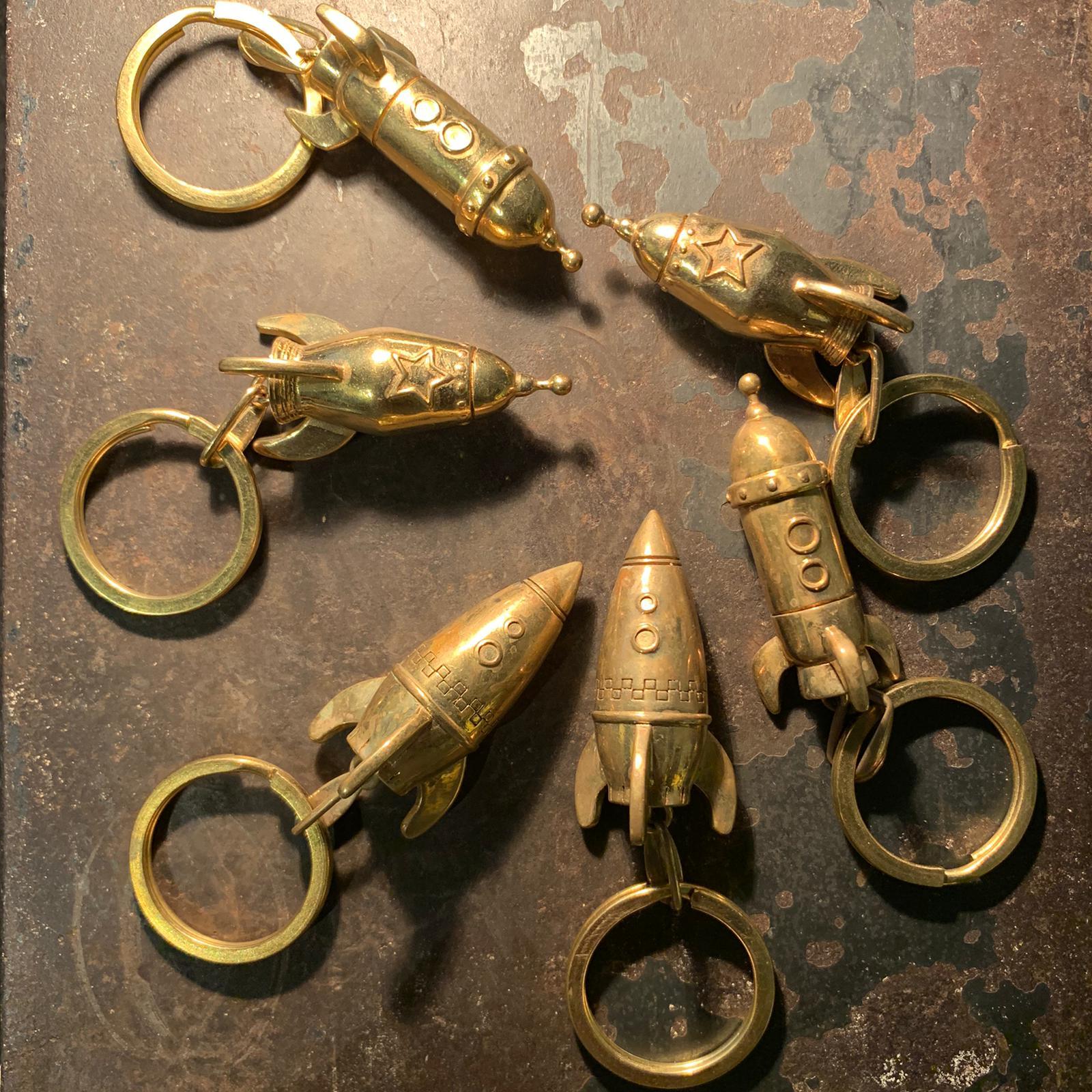 Brass Rocket Keychain
