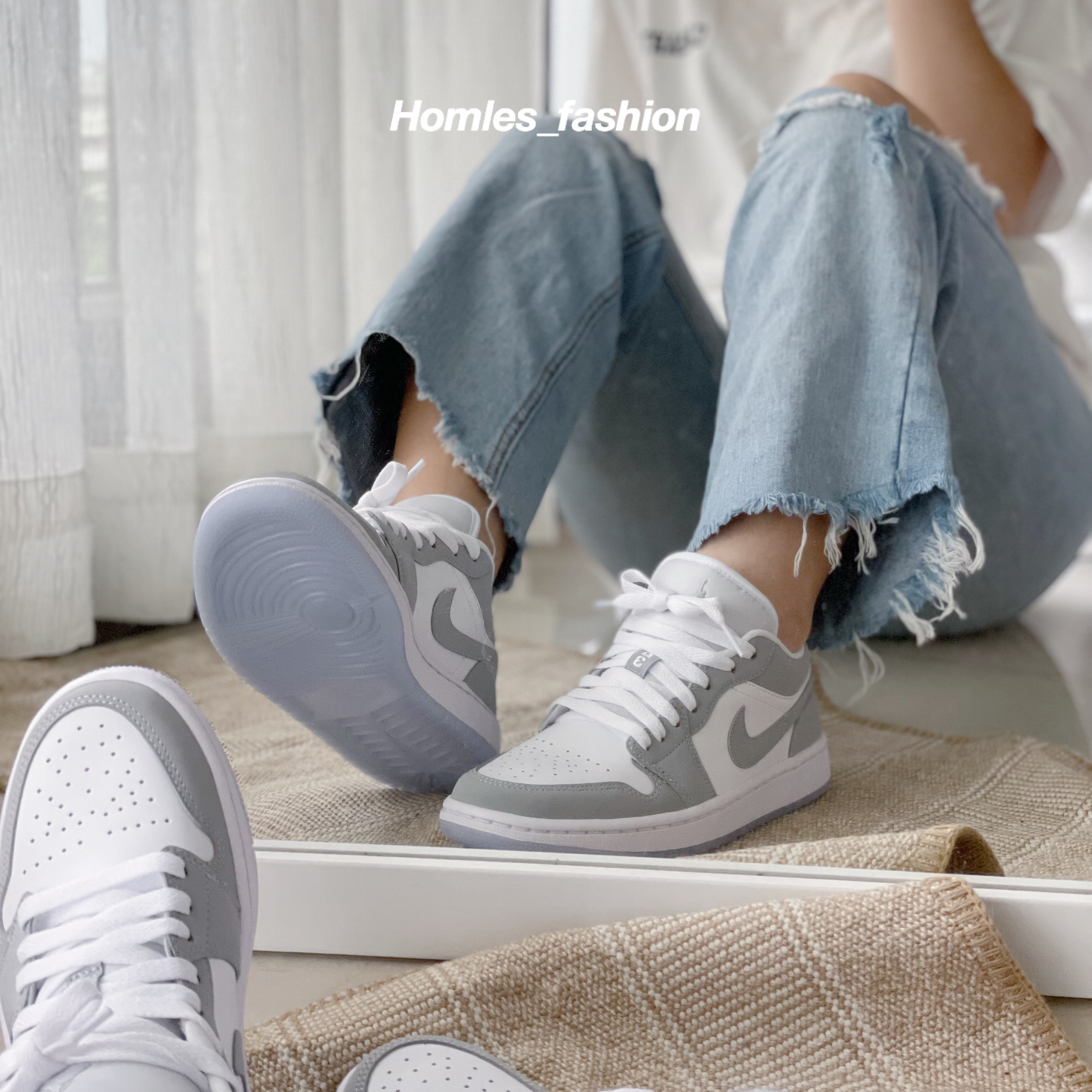 【Holmes】NIKE AIR JORDAN 1 WOLF GRAY 白灰 小DIOR dc0774-105