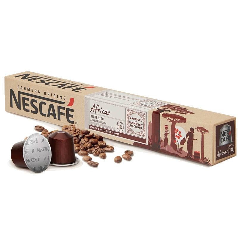 Africas Ristretto Nescafé, 10 aluminum capsules for Nes