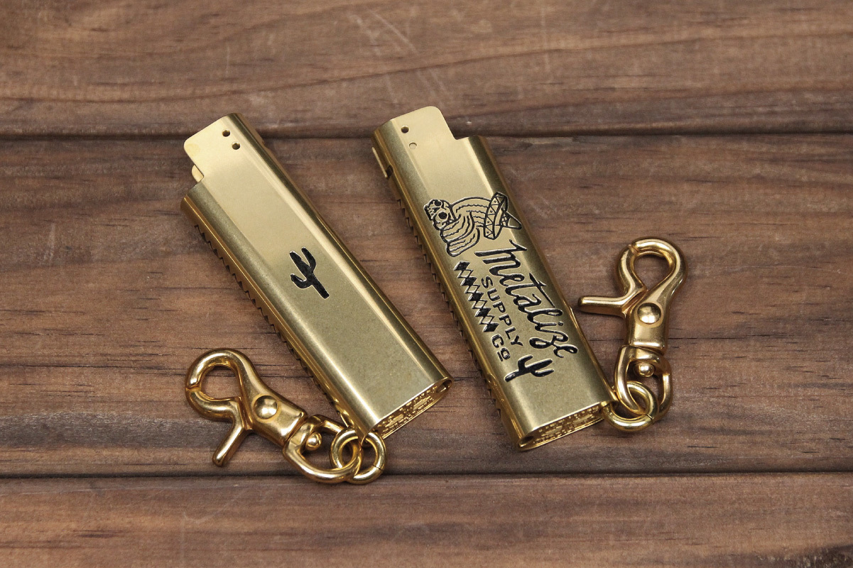 Brass lighter case mexico cactus