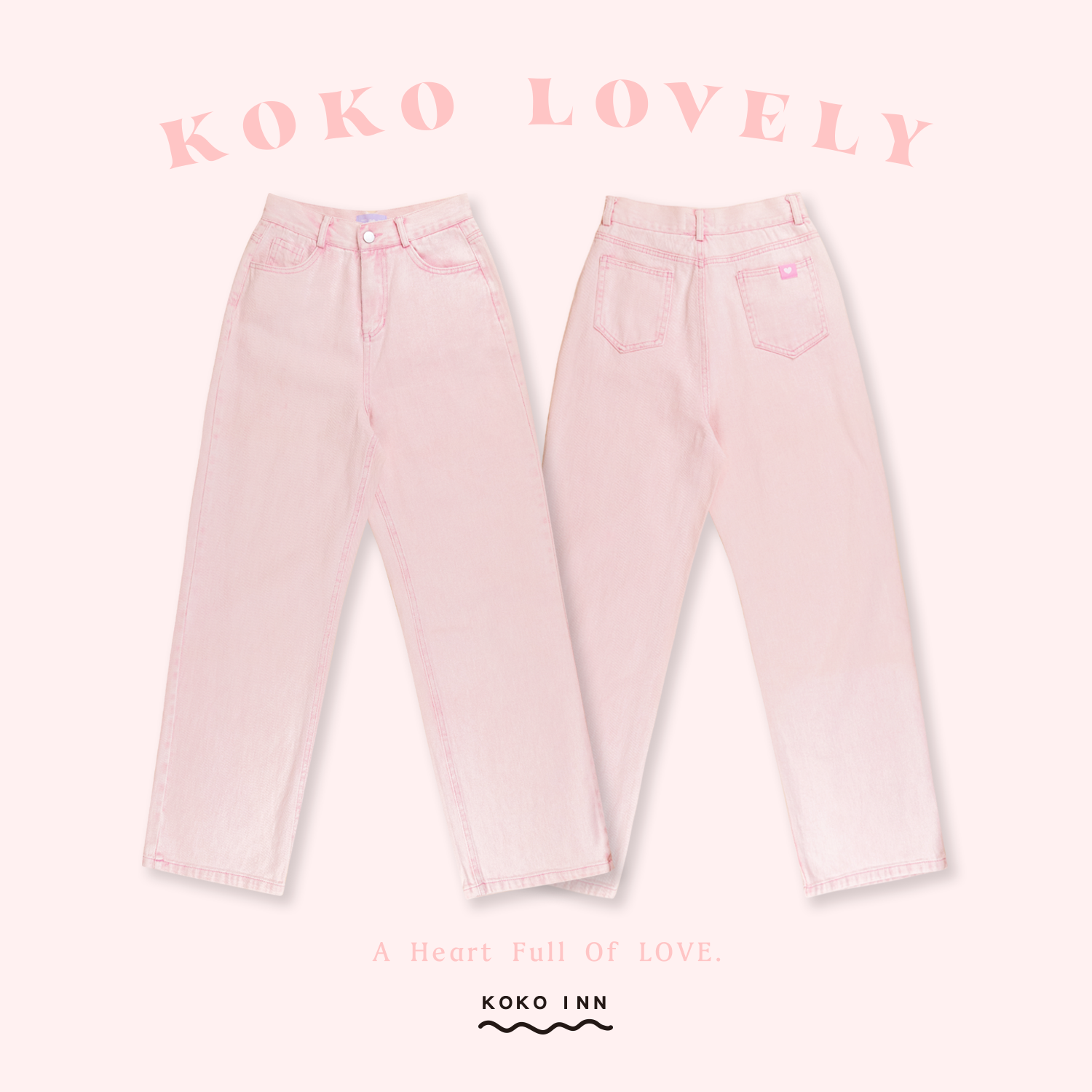 KOKO LOVELY 粉色水洗長褲