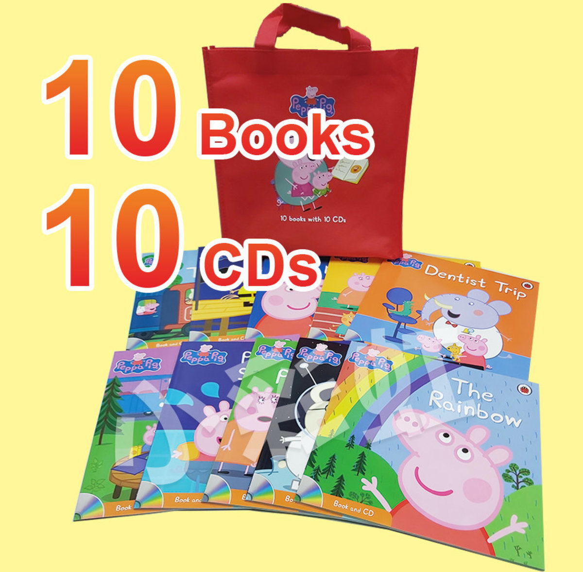 Peppa Pig Storybooks Set (10 books with 10 CDs) in a...