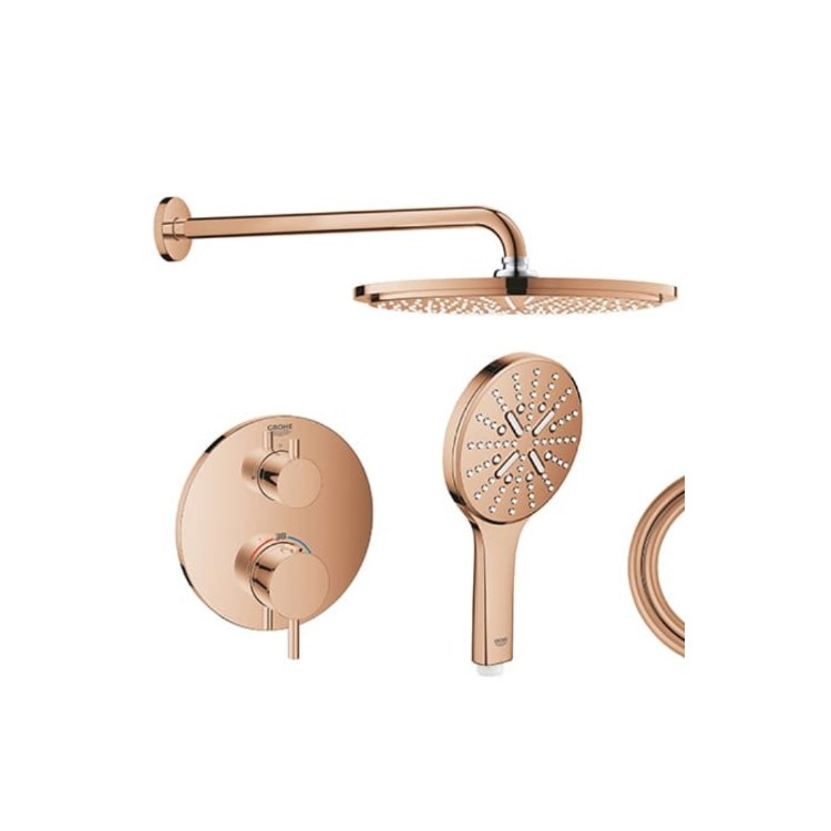 GROHE｜Atrio定溫埋壁花灑組 l 玫瑰金