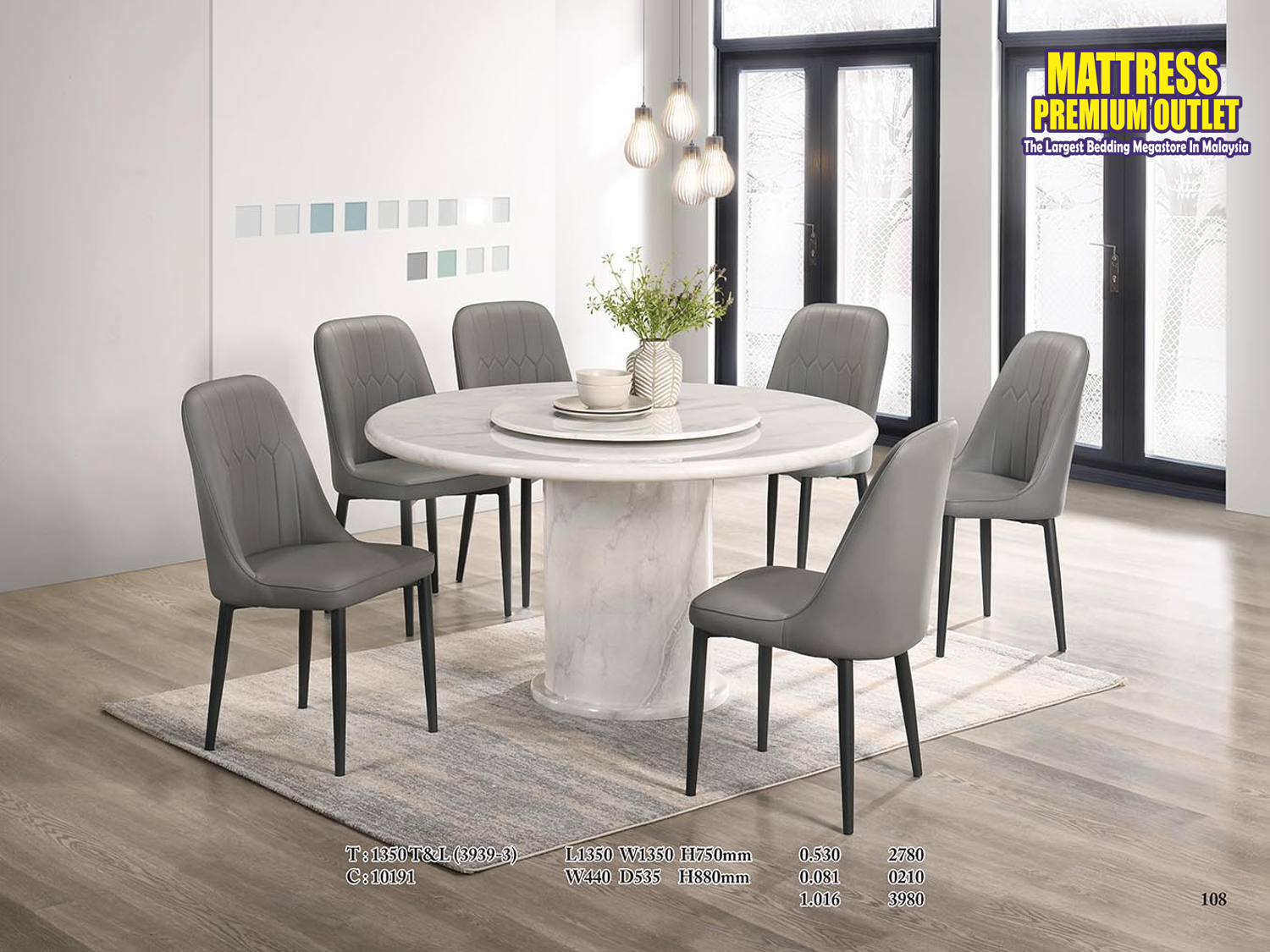 DINING SET 1350 T&L (3939-3) WITH 10191