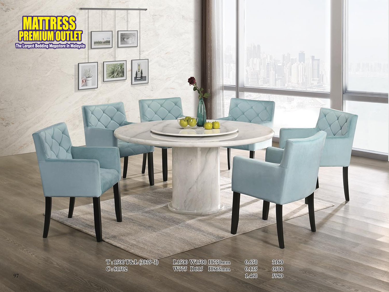 DINING SET 1500 T&L (3939-3) WITH 81502