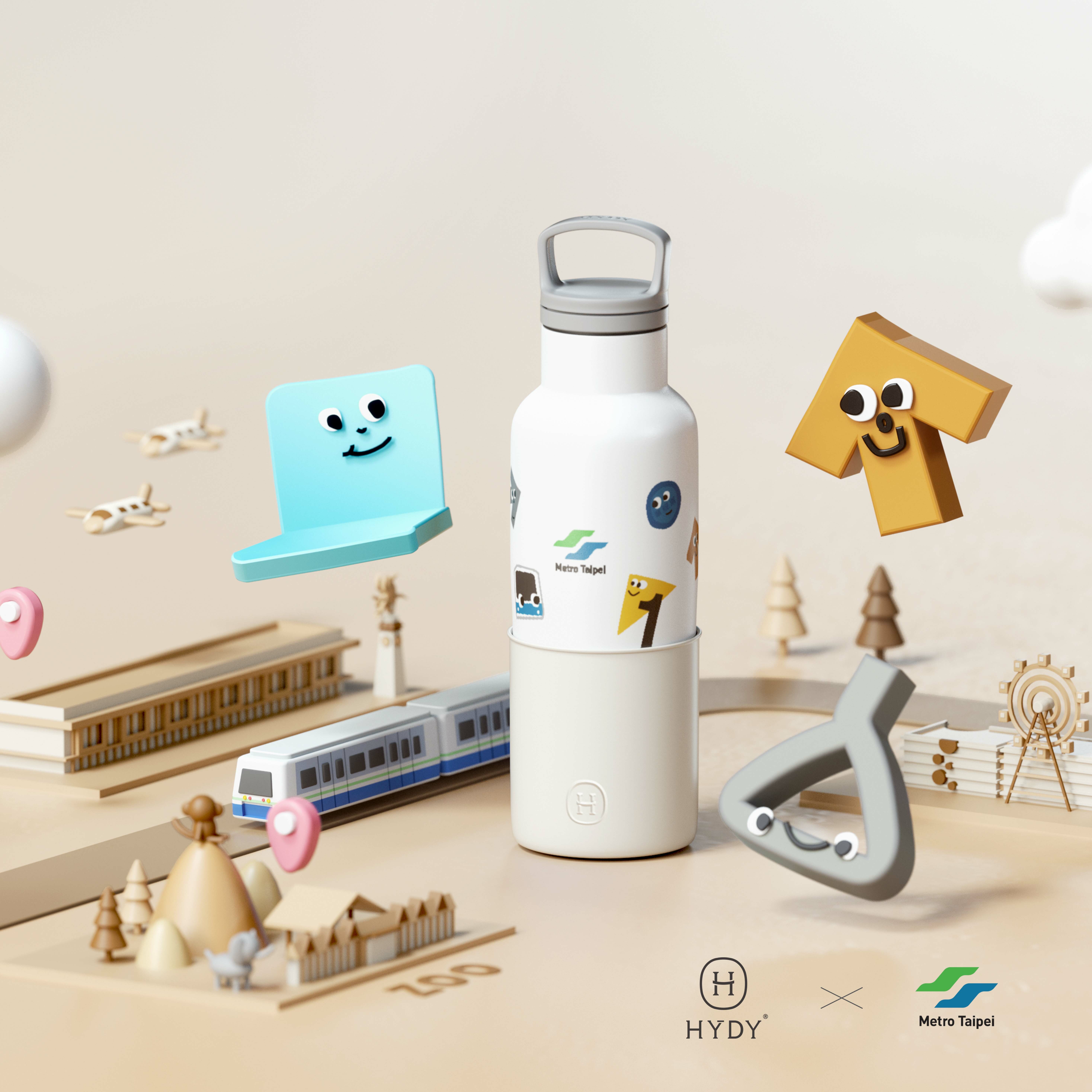【HYDY X 台北捷運】聯名款保溫瓶, 480ml, 保冰24小時, 保溫12小時