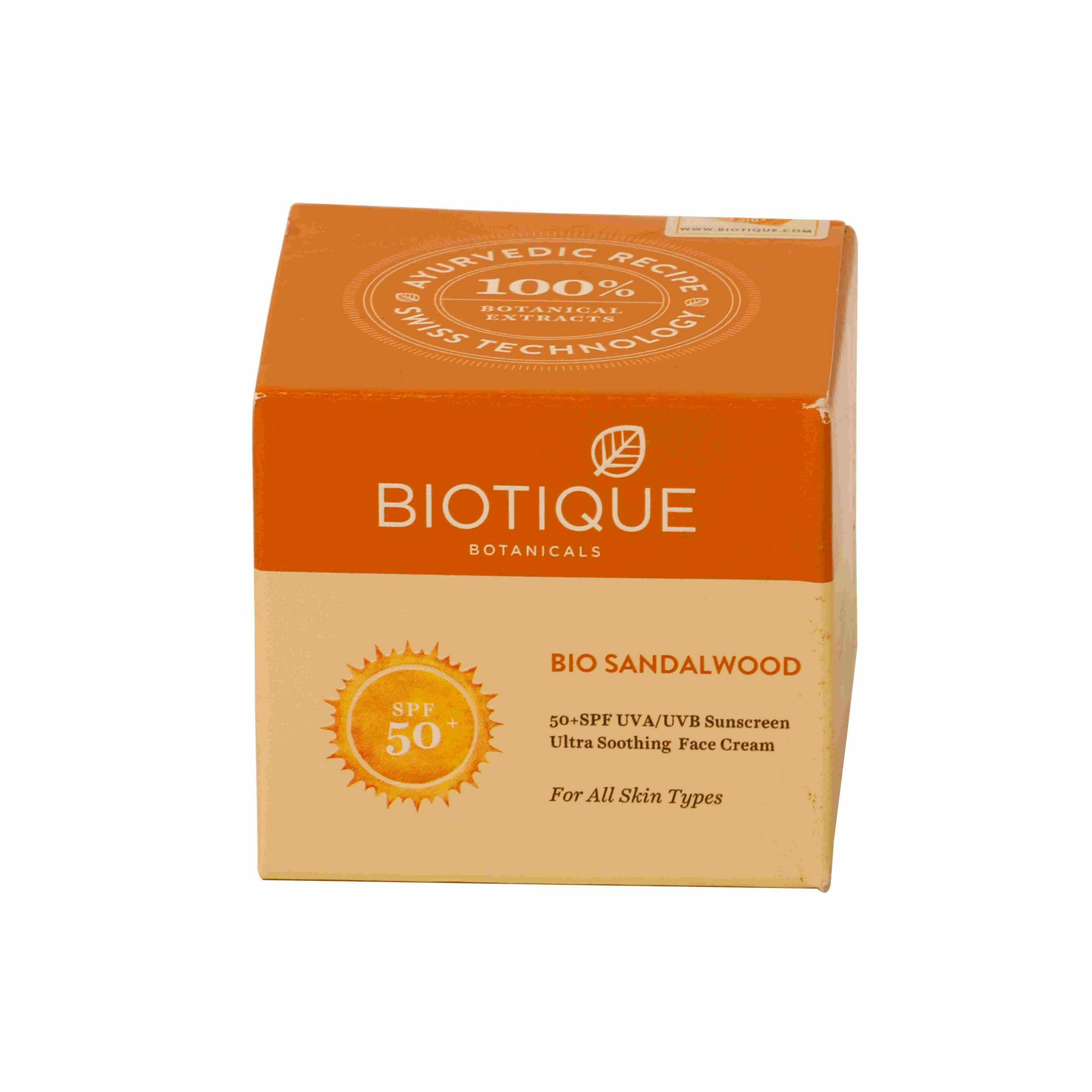 Biotique Bio Sandalwood 50+SPF UVA/UVB Sunscreen Ul...