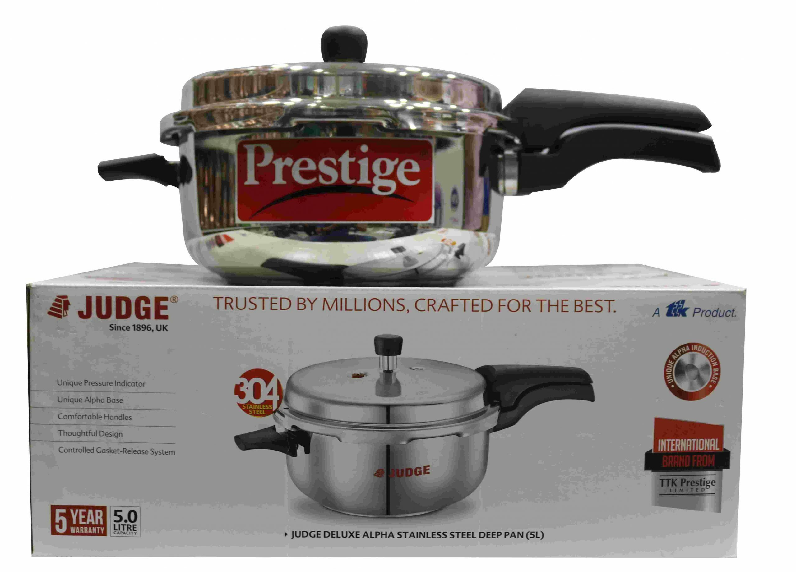 Judge Stainless Steal Deep Pressure Pan 5Ltr (Use fo...