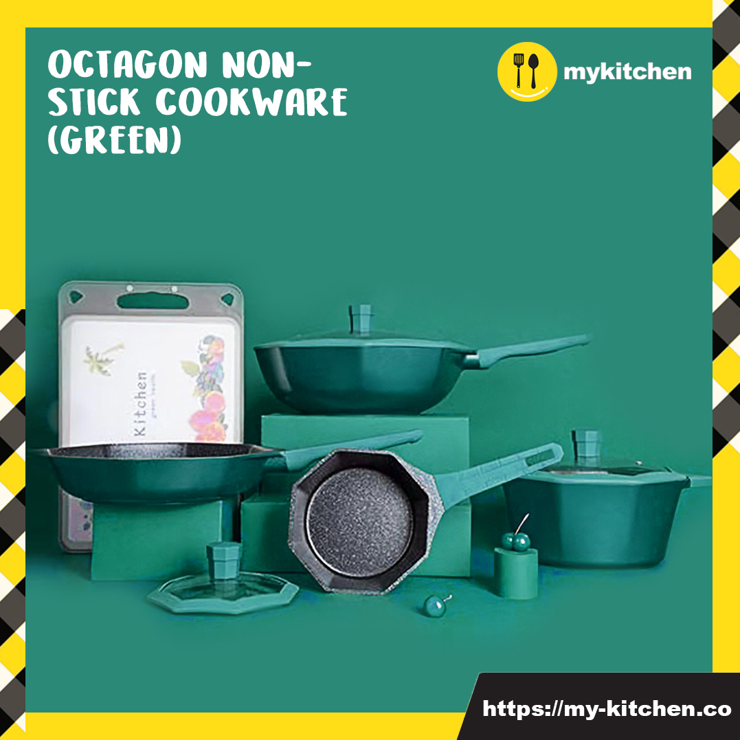 [MY KITCHEN] Green Octagon Non Stick Cookware Frying Pa
