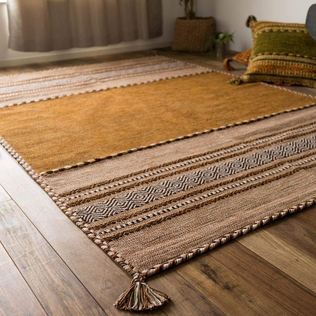 印度手工編織幾何紋棉質地毯