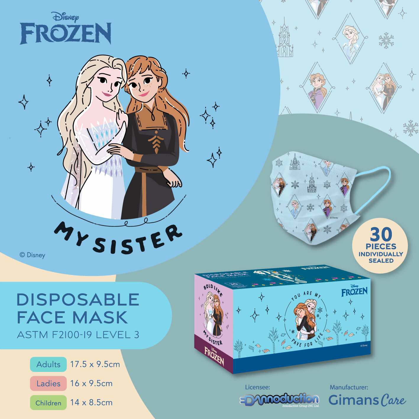Disney U. Anna & Elsa Castle Light Blue Mask for Childr