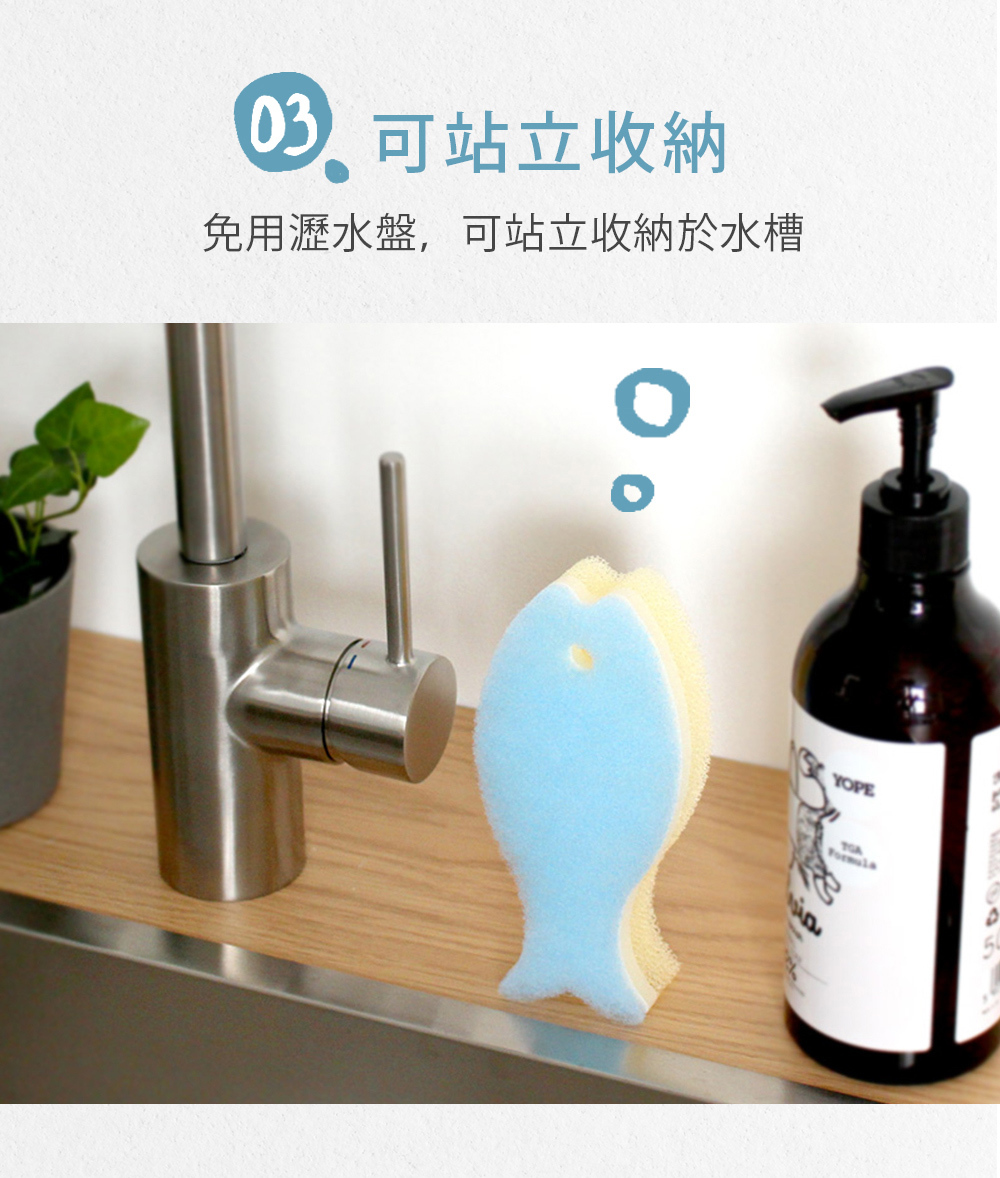 【MARNA】小魚造型清潔海綿(共3色) K170