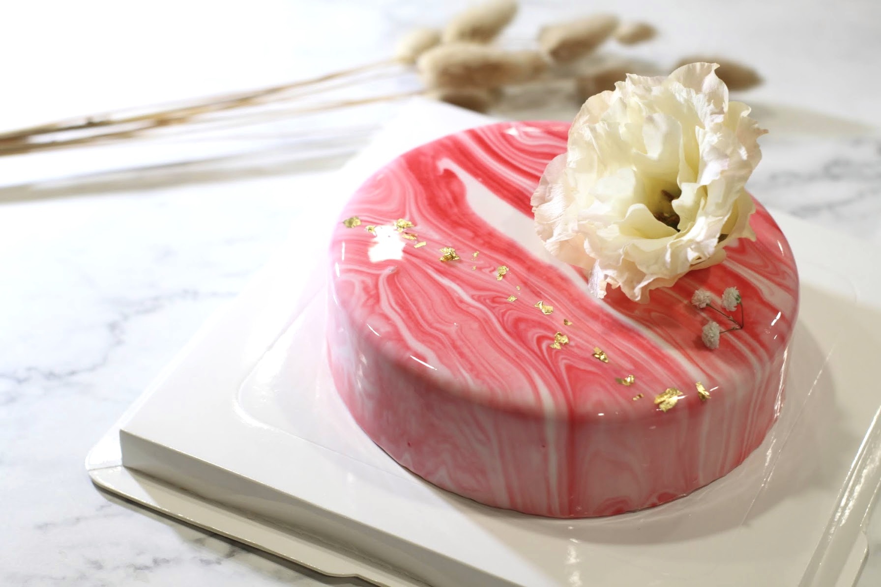 Pink and Red Marble Cake