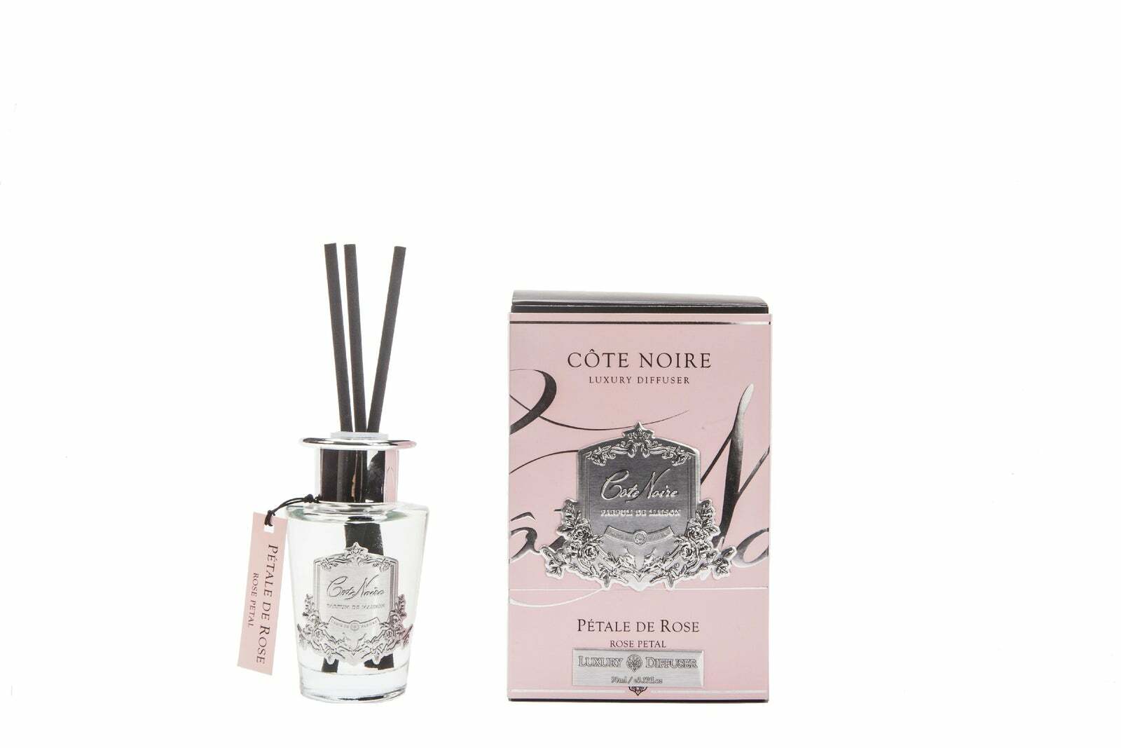 Rose Petal 150ml Crested Reed Diffuser by Cote Noire