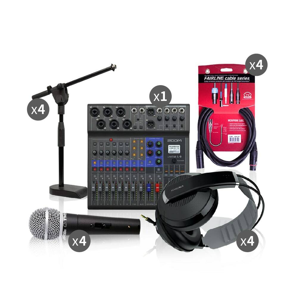 ZOOM Livetrak L-8 Podcast 4人套組