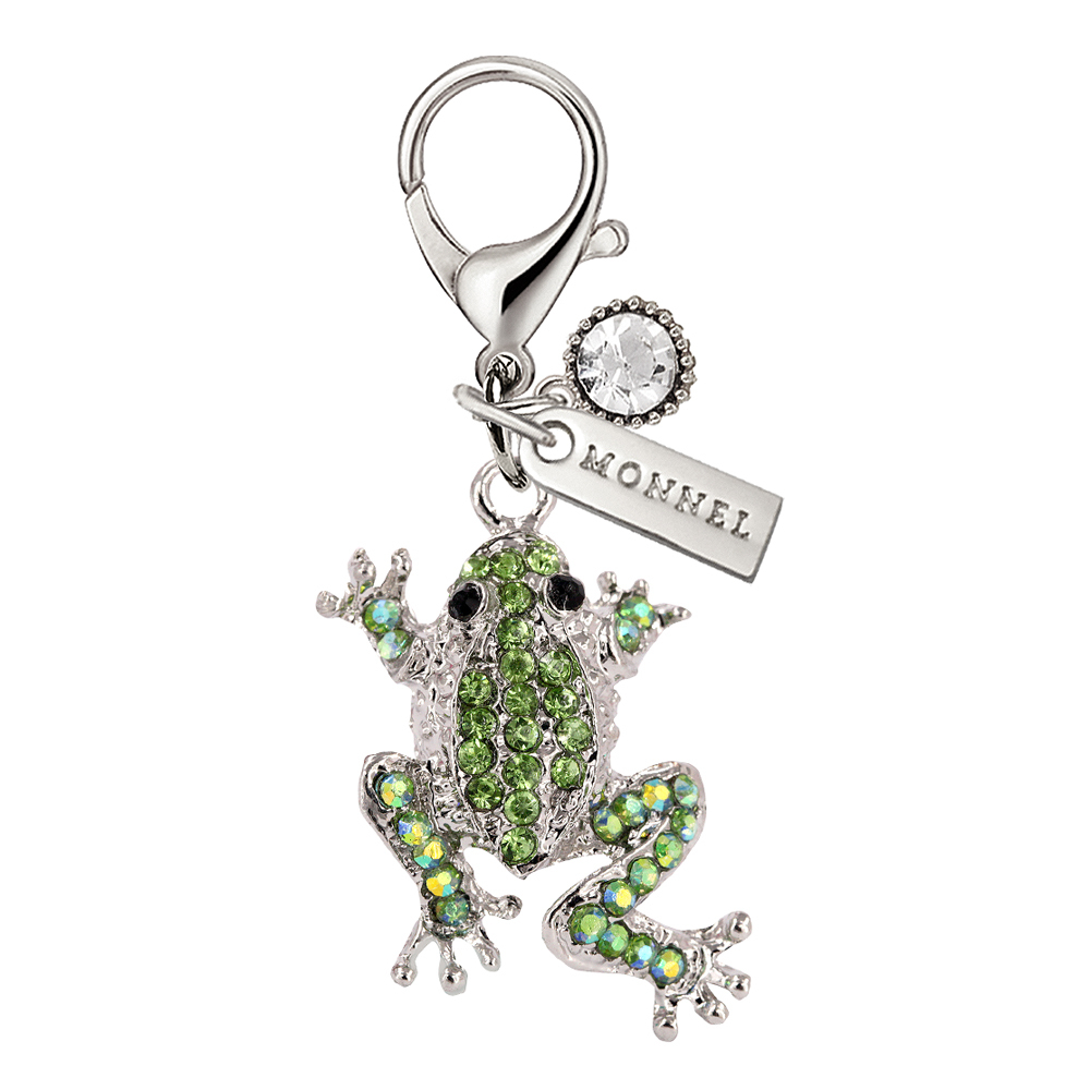 MONNEL Crystal Frog Animal Clasp Charm