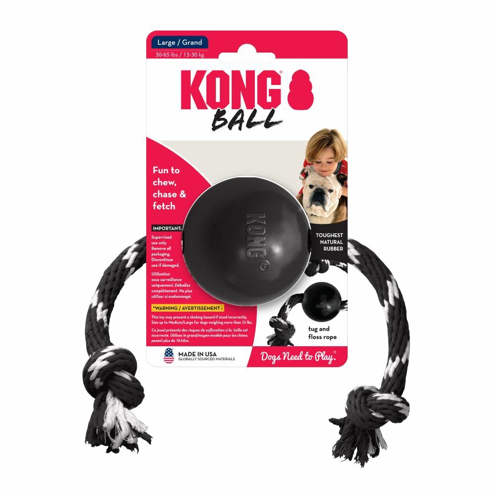 KONG‧Ball with Rope / "帶繩拉扯耐咬黑球