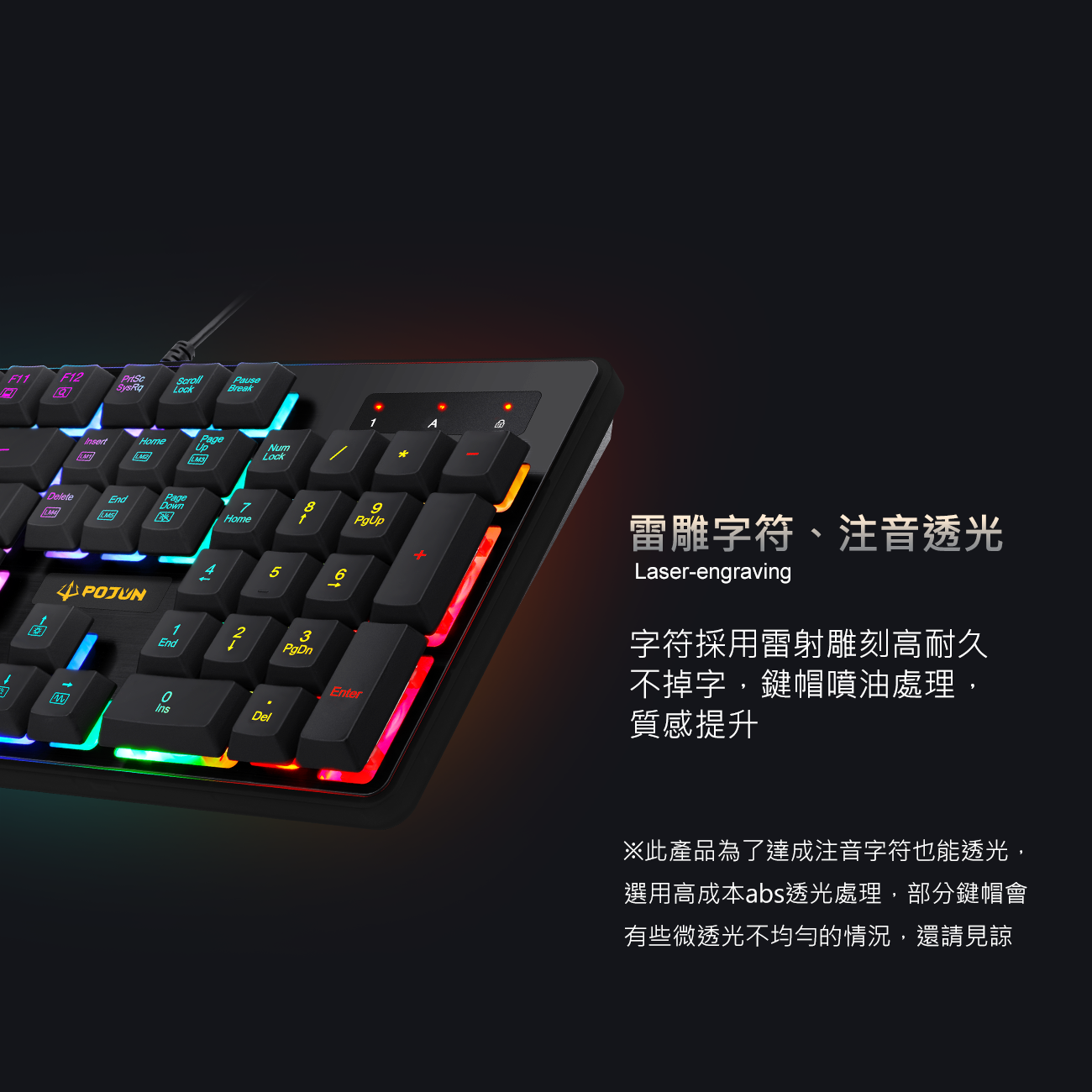 PX01 RGB薄膜鍵盤-波軍POJUN