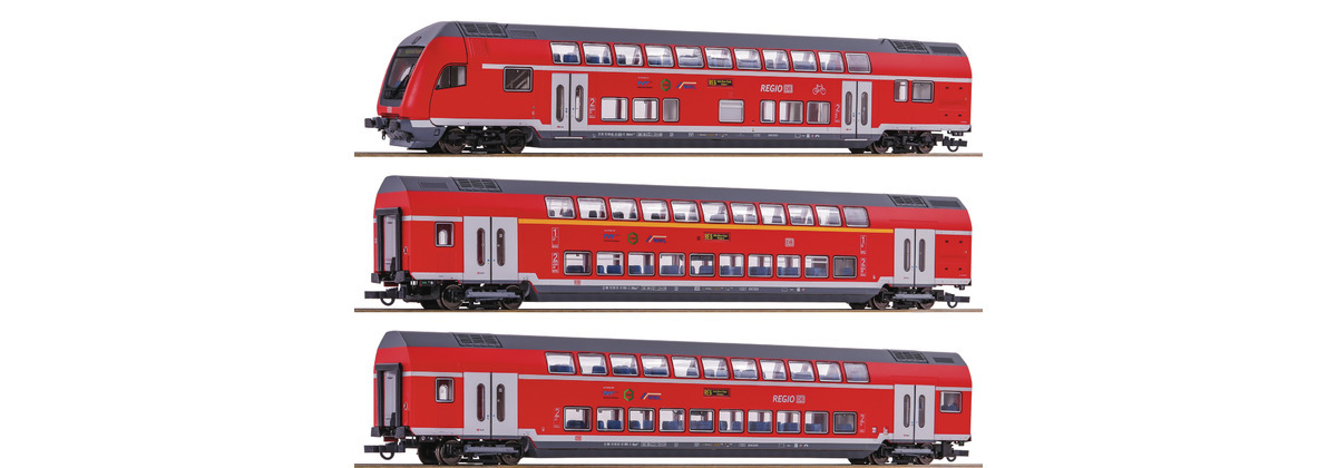 Roco 74147 HO規 DB AG Ep VI Double deck coaches 雙層客車廂 3輛組 附室內燈 三軌版