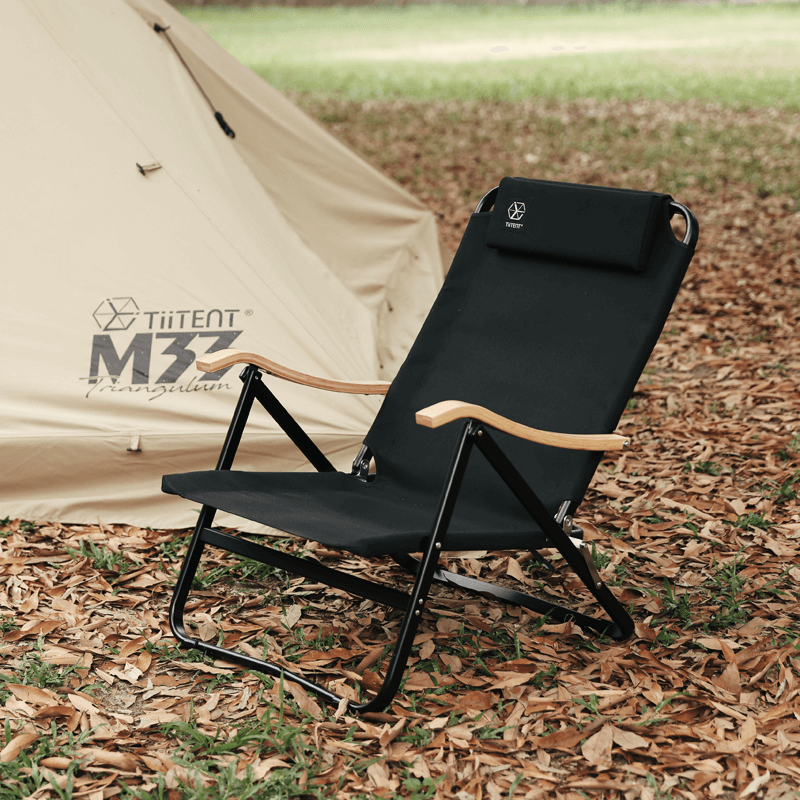Tiitent Black Hole 黑洞椅 竹把手休閒椅 卡其/黑色 黑洞椅 折疊椅 露營椅