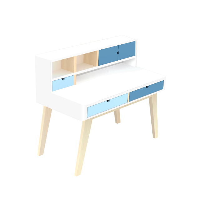 Twin Blue Study Table Deluxe, Pastel