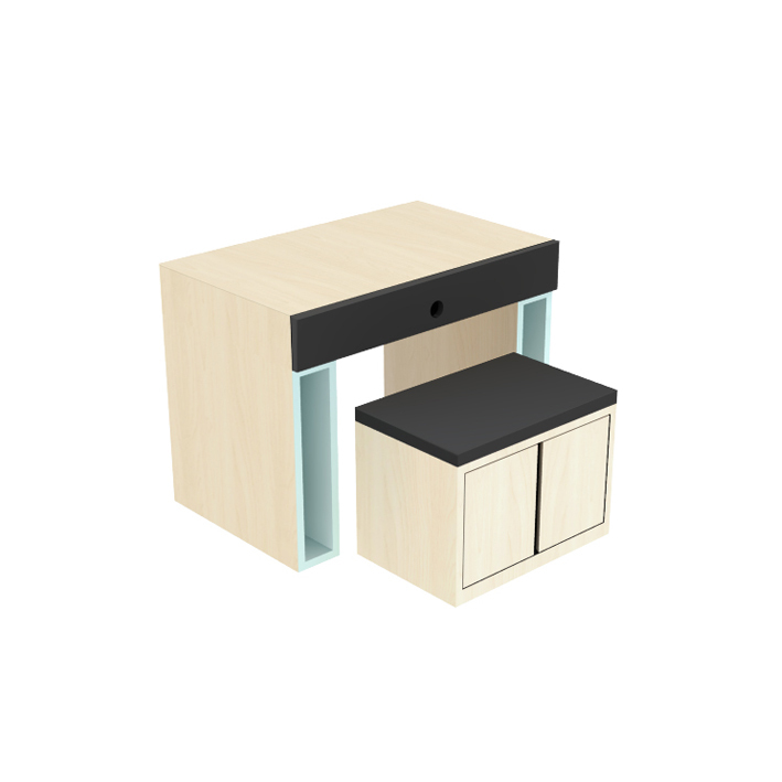 Boxy Study Table Set, Monochromatic