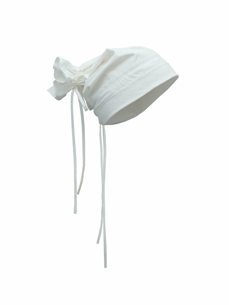 01 woomin - White drawstring hat