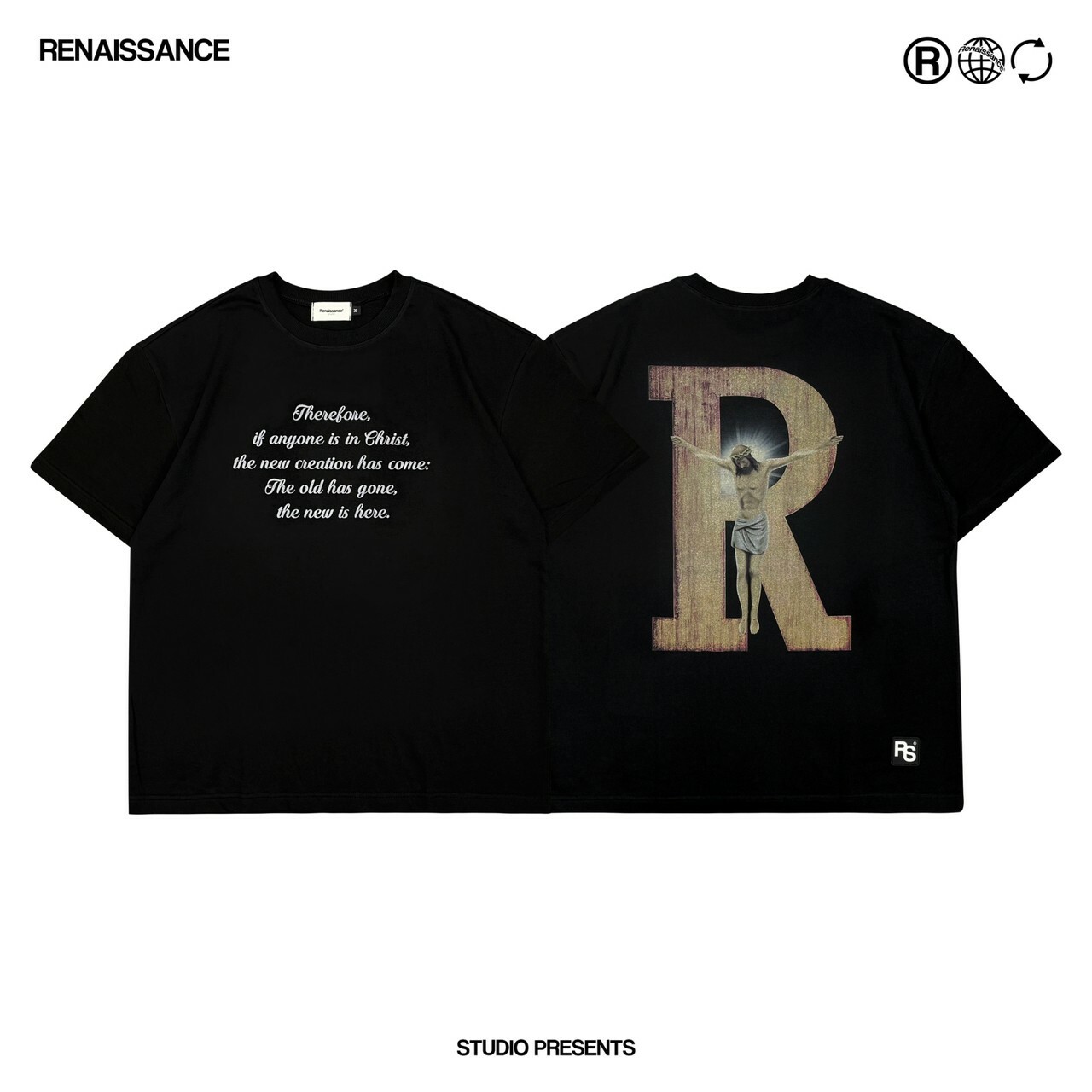 RENAISSANCE 耶穌 斑駁木紋大R Logo 短袖 T “ JESUS & R WOOD TEE