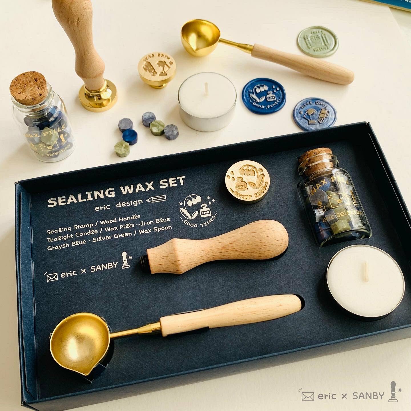 eric x SANBY 火漆印章套裝／蠟粒（藍灰銀款）