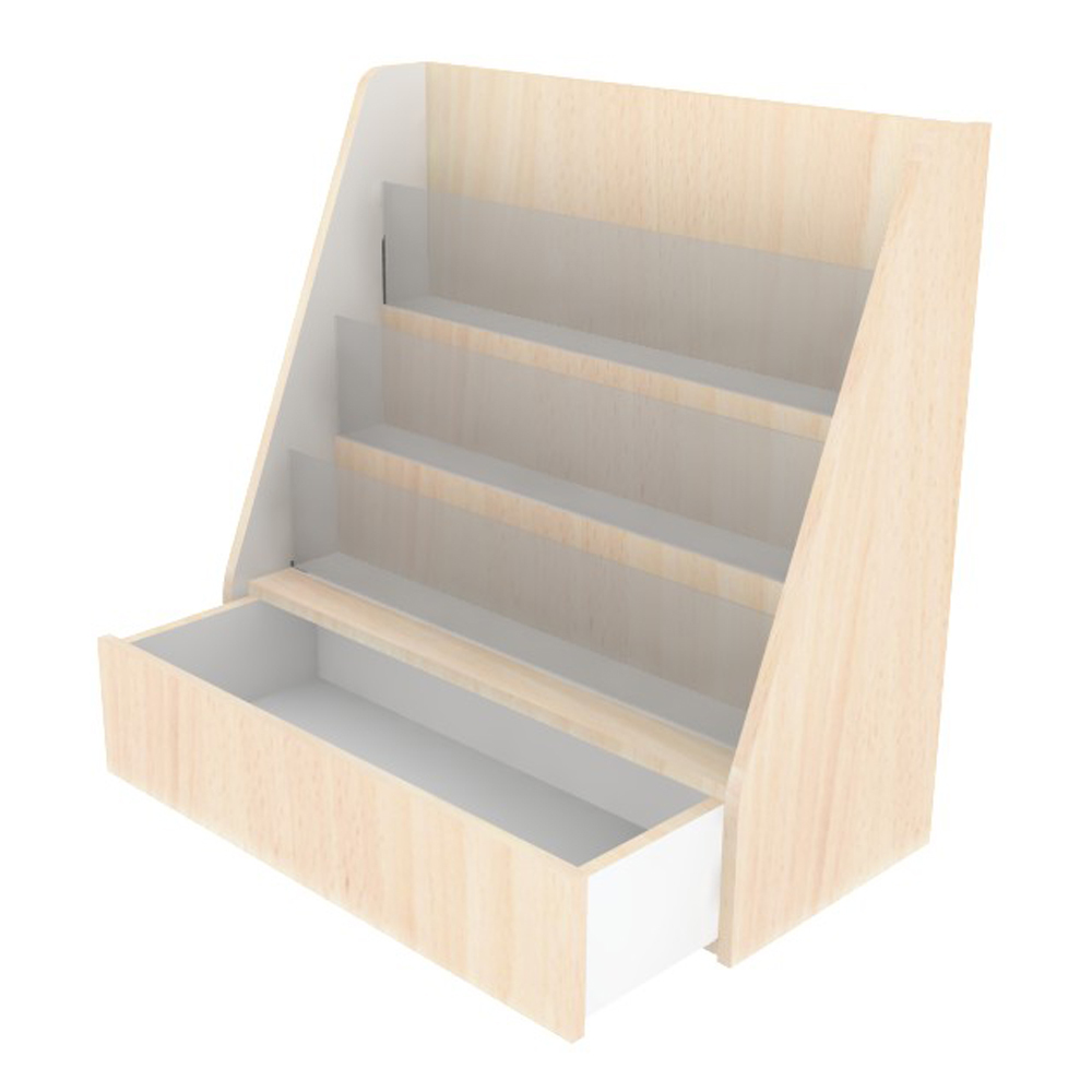 3 Tier Book Rack With Drawer(Acrylic), Classic