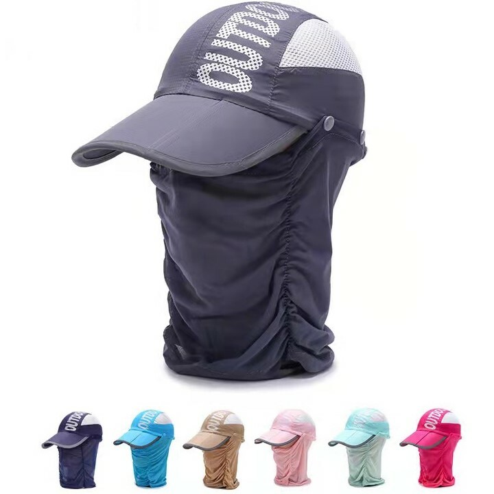Foldable Sun Protective Cap with Detachable Mesh Shield