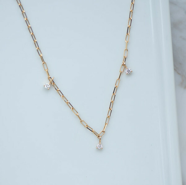 18K Mini Block Chain Diamond Necklace