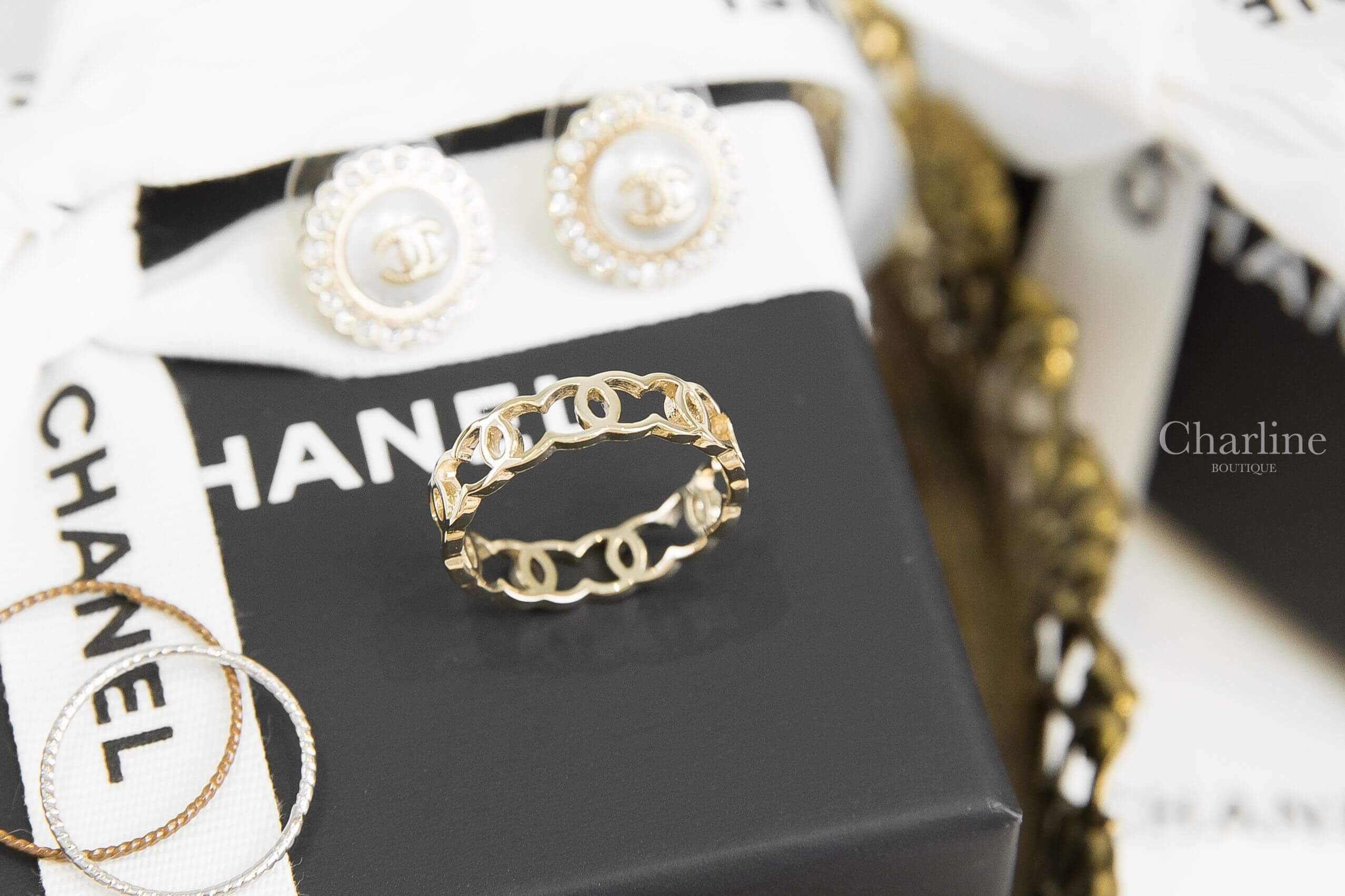 Chanel Ring 金色簍空CC戒指-Charline Boutique精品代購