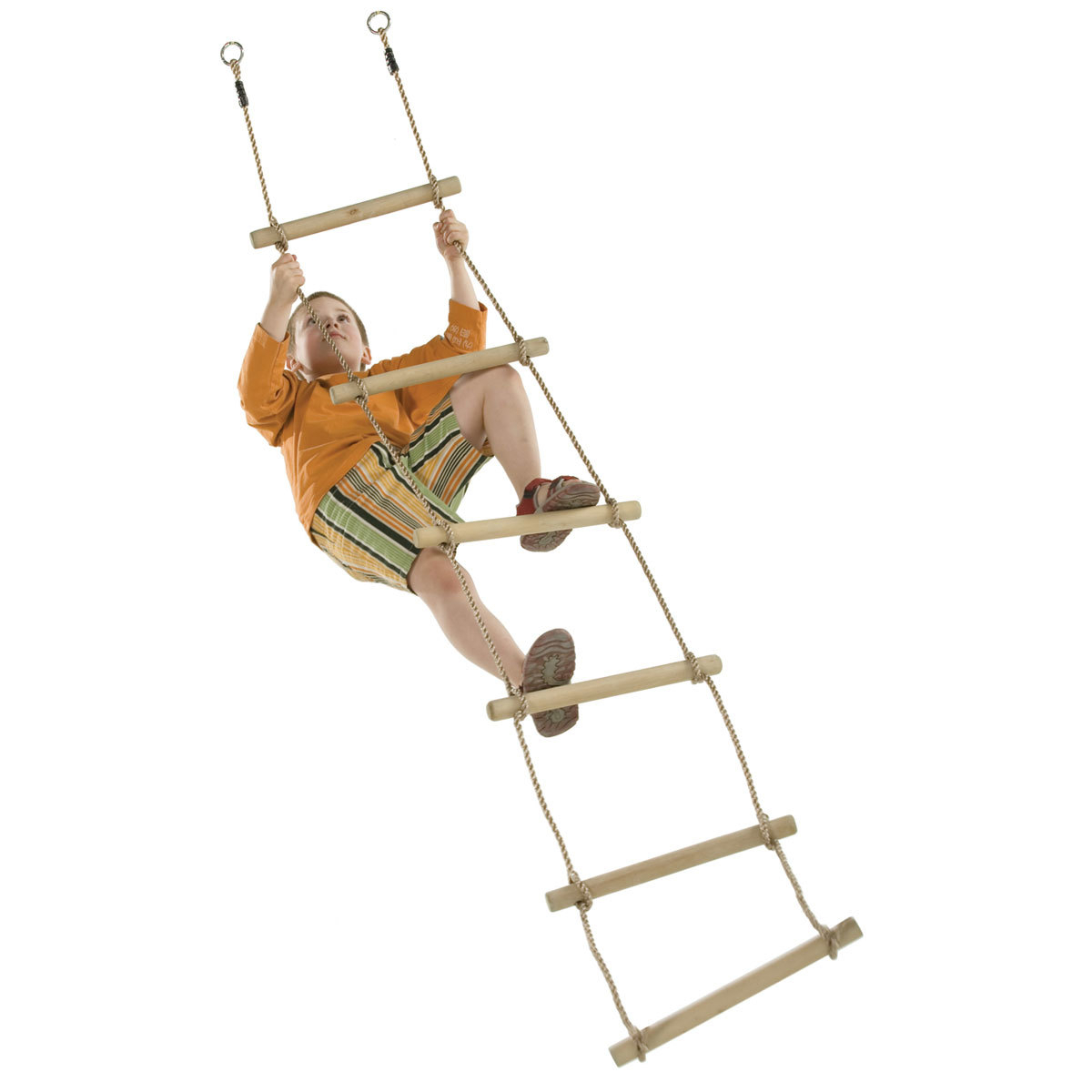 wooden rungs rope ladder