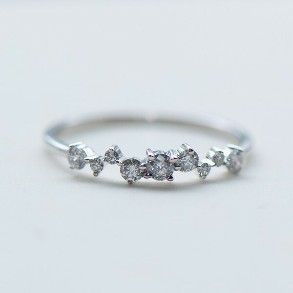 18K irregular diamond ring