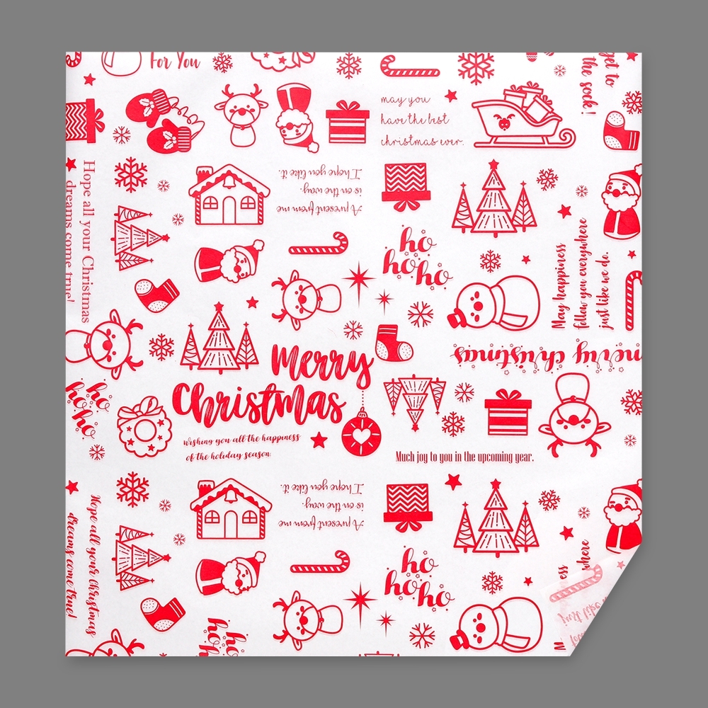 WHITE PE COATED WRAPPING PAPER - CHRISTMAS