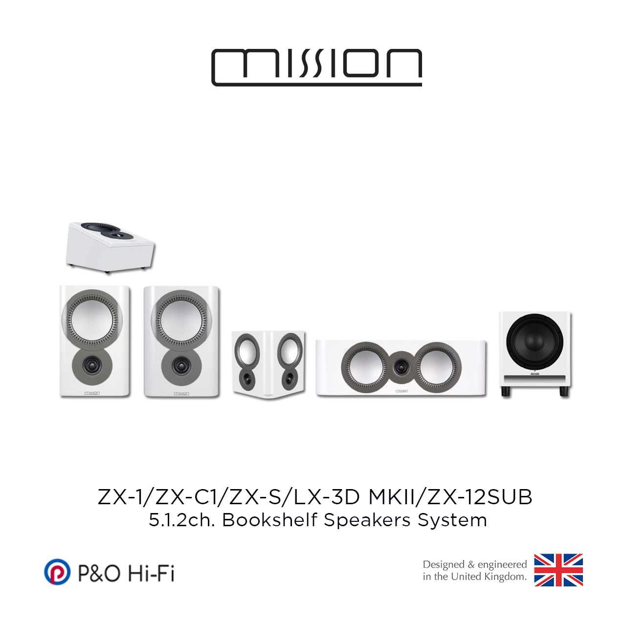 5.1.2ch. Bookshelf Speakers System (Mission ZX-1+ZX-C1+