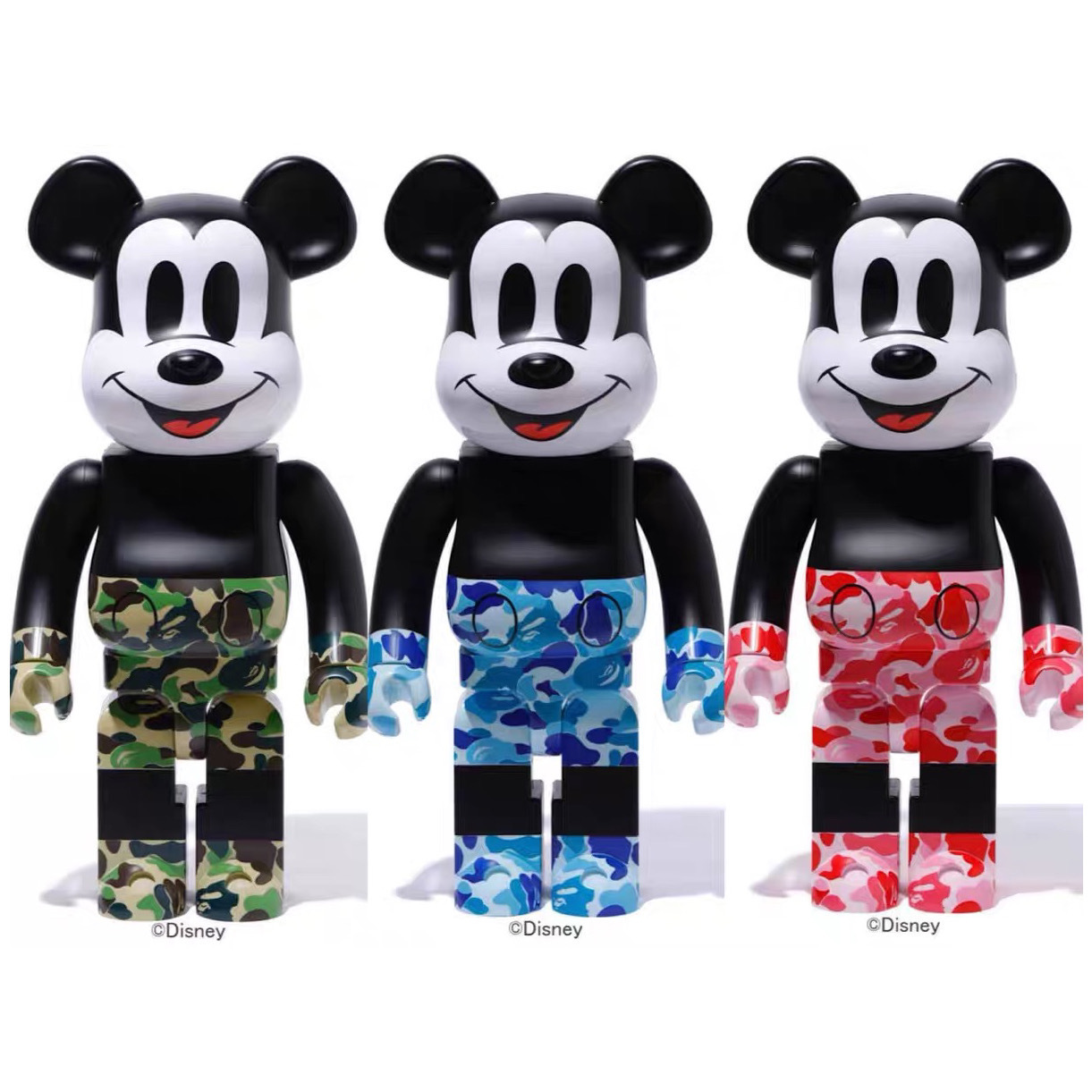 Bearbrick 1000% bape x Mickey Mouse set of 3