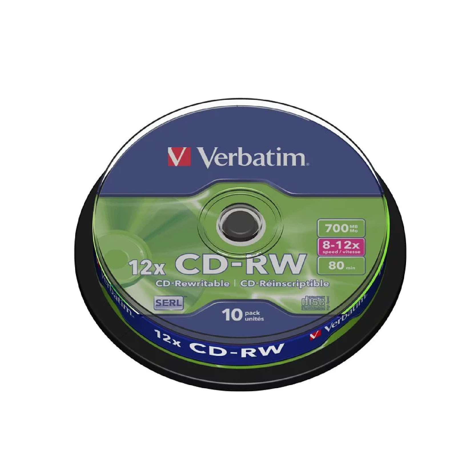 CD-RW 700MB 12X Silver Branded 10pk Spin