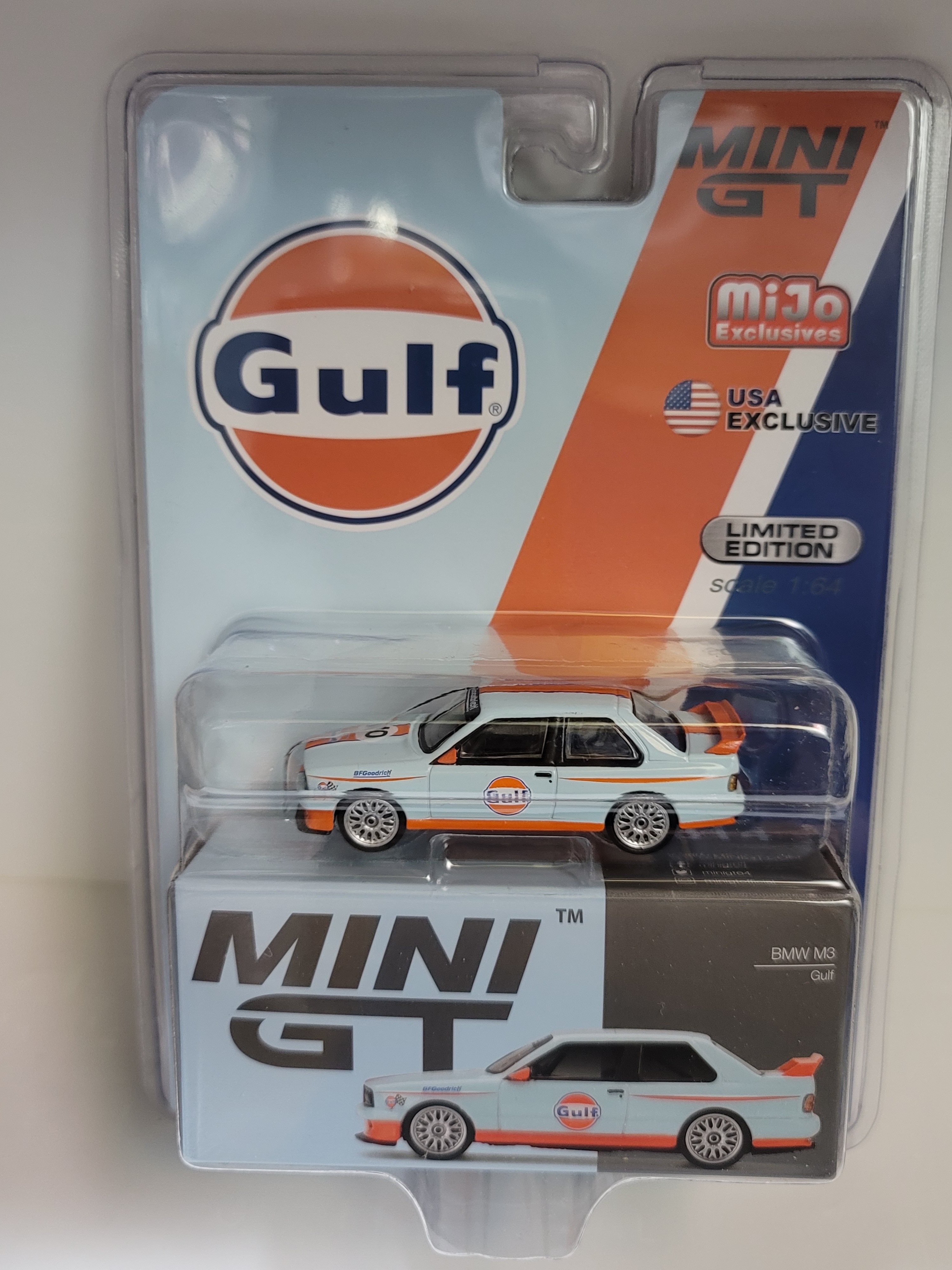 Mini GT 1/64 No.314 BMW M3 E30 Gulf USA Blister Package