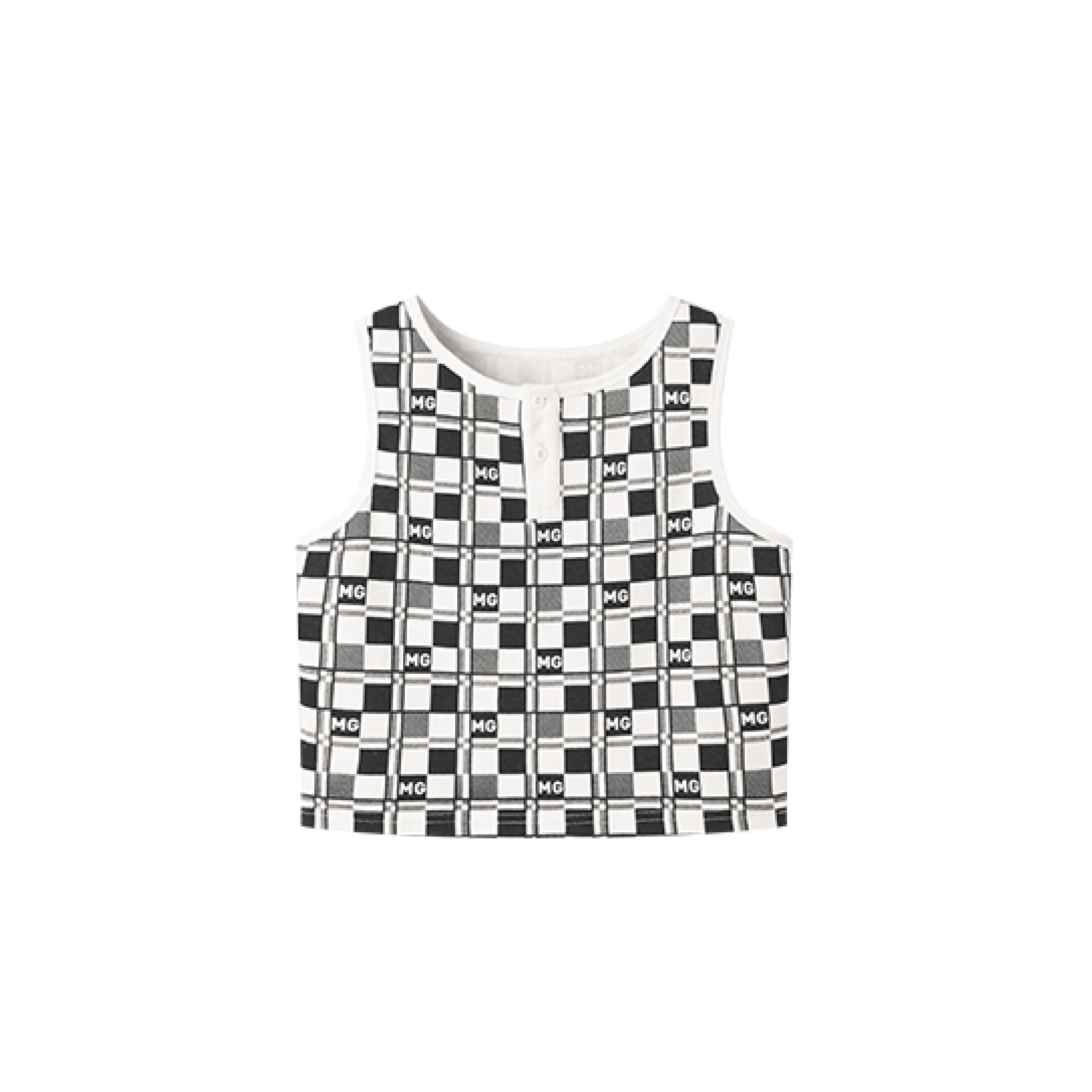 Check Pattern Knit Top
