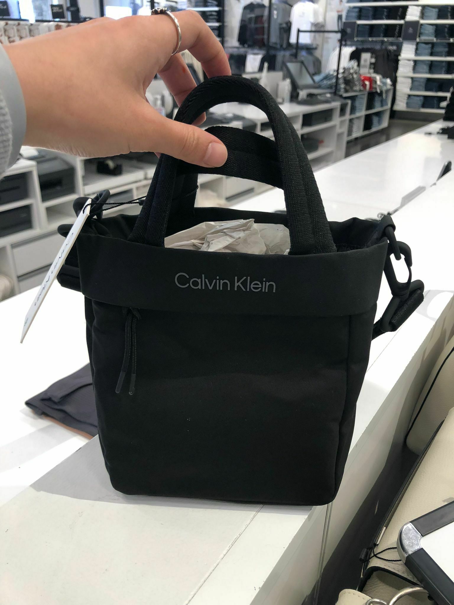 [S] CALVIN KLEIN SMALL TOTE BAG, BLACK 36090305001, 194998428219 (SCK15)