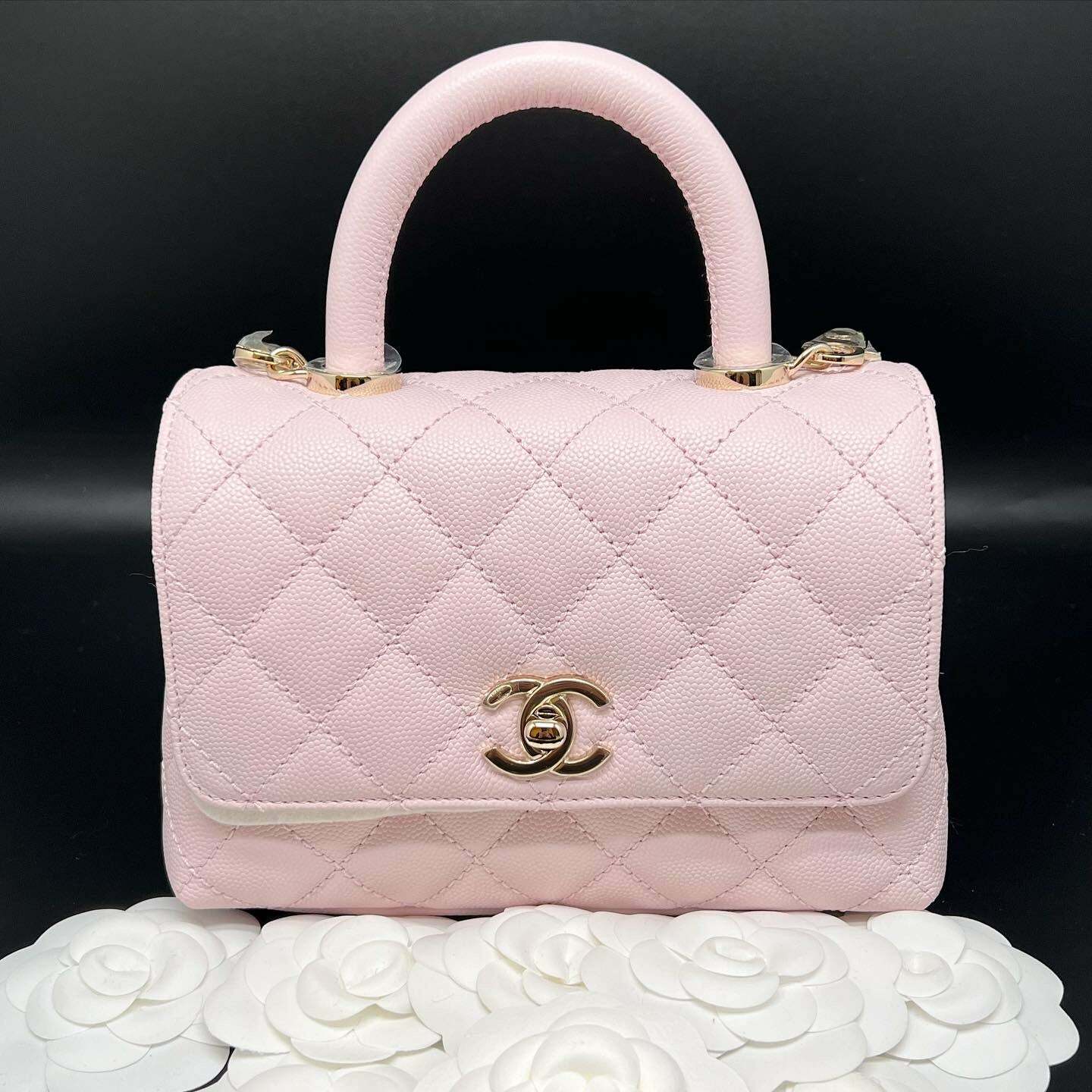 CHANEL MINI Coco Handle (櫻花粉x香檳金)