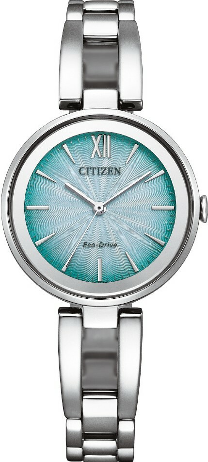 萬年鐘錶 - Citizen 星辰錶 湖水綠面漸層色細緻光動能 女錶 EM0801-85X