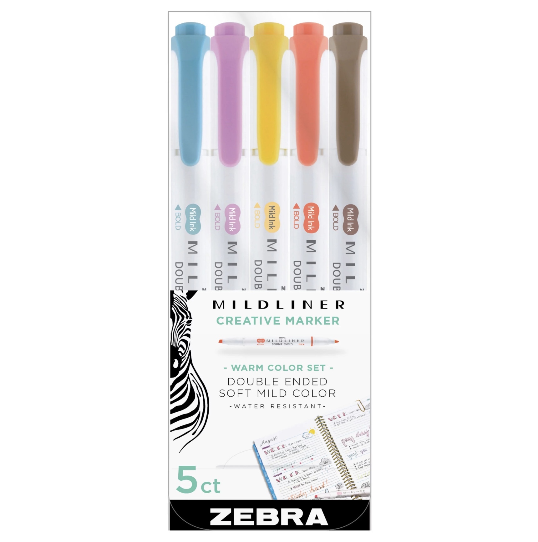 ZEBRA Mildliner Creative Marker Warm Color Set 5 count