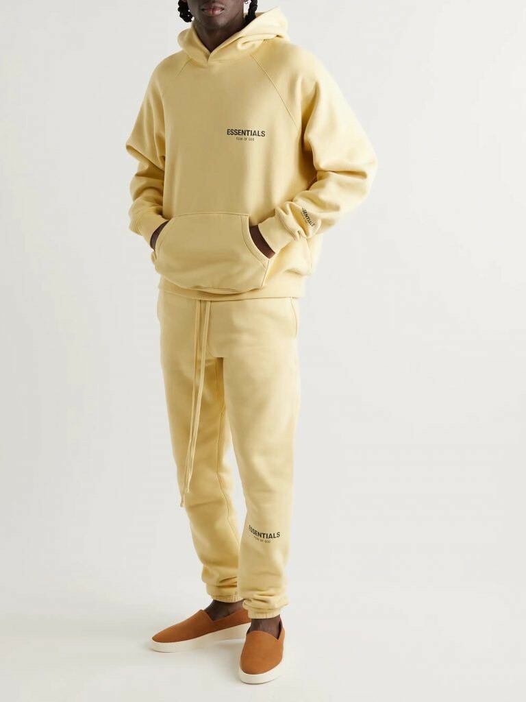 FOG Essentials 新款 奶油 鵝黃色 字體Logo棉長褲