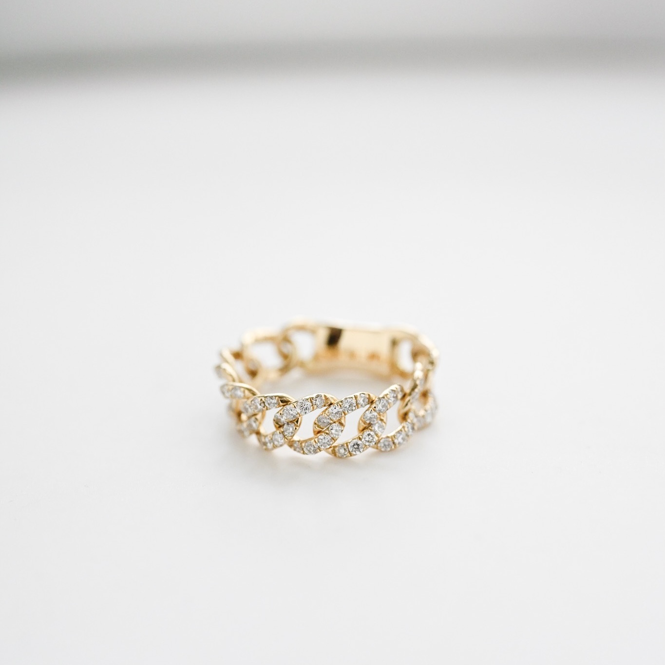 18K Diamond Block Chain Ring