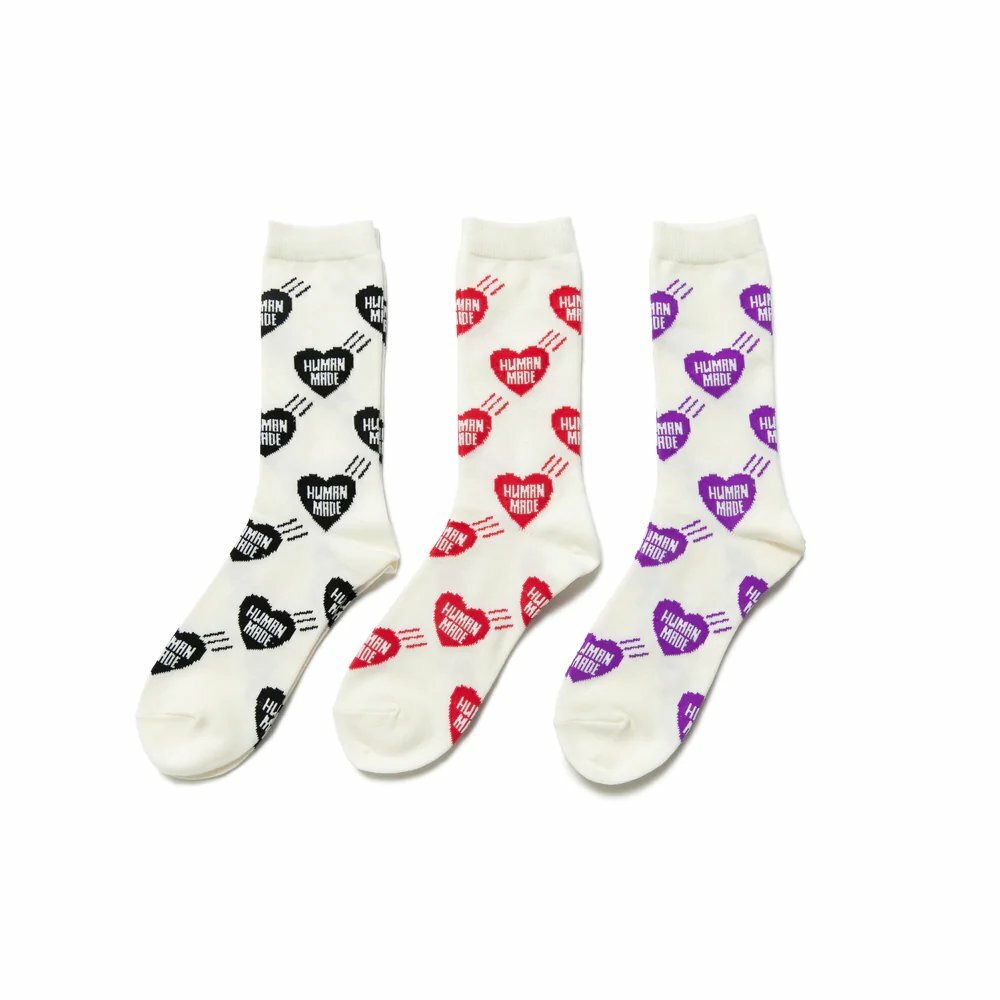 HUMAN MADE HEART PATTERN SOCKS LONG