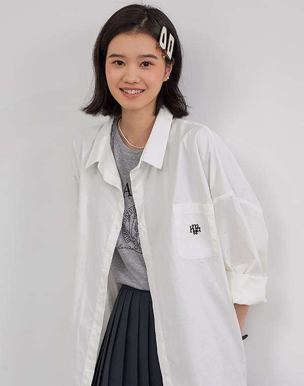 MUAH MUAH Signature Logo Point Cotton Overfit Shirts