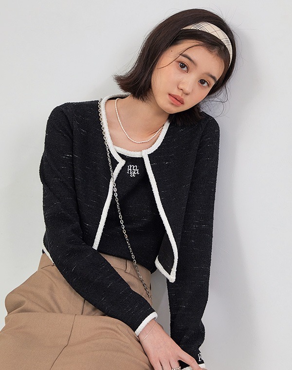 MUAH MUAH Signature Logo Point Tweed Set